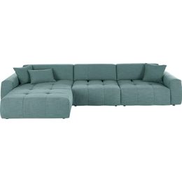 Ecksofa 3C CANDY "Yoshy mit Komfortfunktionen, modern und bequem, L-Form", blau (petrol), B:378cm H:74cm T:200cm, 100% Polyester, Sofas, Ecksofa, Zwei verschiedene Sitztiefen durch verstellbare R&uuml;ckenlehne