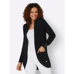 Strickjacke Casual Looks, Damen, Gr. 46, schwarz, 50% Baumwolle, 50% Polyacryl, unifarben, Strickjacken Strickjacke