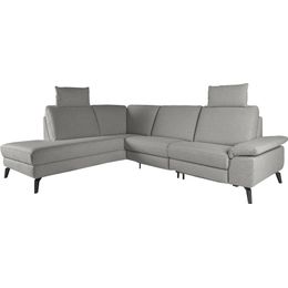 Ecksofa Alina, grau (hellgrau gba 9), B:267cm H:118cm T:210cm, Struktur GBA (100% Polyester), Sofas, Ecksofa, inkl. Kopfst&uuml;tzen, wahlweise mit Relaxfunktion, Breite: 267 cm