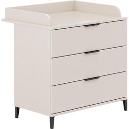 Wickelkommode Home Affaire "ARI, 3 Schubladen", beige (cashmere, beige), B:94,7cm H:87,9cm T:52,4cm, Holzwerkstoff, Wickelkommoden, Wickelkommode, inklusive Wickelaufsatz, Schubladen mit Soft-Close-Funktion