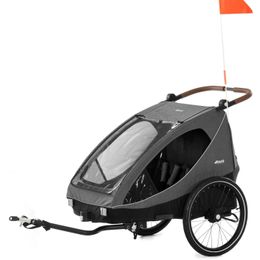 Fahrradkinderanh&auml;nger hauck "2in1 Bike Trailer und Buggy Dryk Duo, melange grey", Kinder, grau (melange grau), Fahrradanh&auml;nger Fahrradkinderanh&auml;nger, f&uuml;r 2 Kinder; inklusive Deichsel
