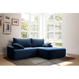 Ecksofa exxpo - SOFA FASHION "Orinoko, aktuelles Design und hoher Sitzkomfort, L-Form", blau (navy), B:240cm H:92cm T:177cm, Sofas, Ecksofa, inkl. Bettfunktion und Bettkasten, sch&ouml;ne Farben im angesagten Cord