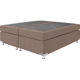 Boxspringbett "Holland", beige (schwarz beige), B:182cm L:201cm, Strukturstoff (77% Polyester und 23% Viskose), Westfalia Schlafkomfort, Komplettbetten, Boxspringbett, ohne Kopfteil, frei im Raum stellbar