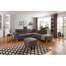 Ecksofa Home Affaire "Soleo L-Form", grau (anthrazit), B:262cm H:89cm T:235cm, Luxus-Microfaser ALTARA NUBUCK (100% Polyester);Struktur (100% Polyester);Luxus-Microfaser Lederoptik (100% Polyester), Sofas, Ecksofa, komfortabel durch Trapezecke mit Relaxfunktion, auch mit Bettfunktion