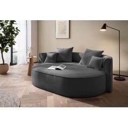 2,5-Sitzer "ISALIE, rundes Loungesofa, mit Kissen, perfekt gepolstert", grau (dunkelgrau), B:200cm H:98cm T:145cm, LeGer Home by Lena Gercke, Sofas, 2 5-Sitzer, moderne Stoffe, mit 4 Zierkissen, extra gro&szlig;e Sitzfl&auml;che