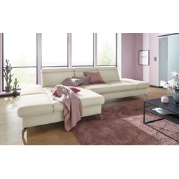 Sit & More Ecksofa SIT & MORE "Brisbane L-Form", beige (creme), B:319cm T:181cm, Soft clean (98% Polyester, 2% Polyamid), Sofas, Ecksofa, Fu&szlig;h&ouml;he 12 cm, inklusive Sitztiefen-, Armteil- und Kopfteilverstellung