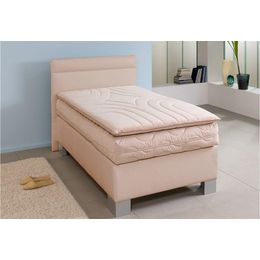 Boxspringbett, beige, Liegefl&auml;che B/L: 140cm x 200cm, kein H&auml;rtegrad, Taschen-Federkernmatratze, Bezug der Obermatratze: 100% Polyester, Polyesterwatte aus 100% Polyester und Vlies aus 100% Polyester., Westfalia Schlafkomfort, Komplettbetten, Boxspringbett