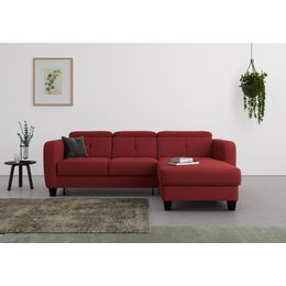 Sit & More Ecksofa SIT & MORE "Belluci L-Form", rot (bordeaux), B:247cm H:85cm T:170cm, Sofas, Ecksofa, inklusive Federkern, wahlweise mit Bettfunktion und Bettkasten