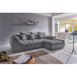Ecksofa Home Affaire "Imola, bequem, aktuelle Steppung im Sitz, L-Form, Breite 270cm", grau (dunkelgrau), B:270cm H:90cm T:170cm, Microfaser PRIMABELLE (100% Polyester) / Struktur (82% Polyester, 9% Viscose, 7% Baumwolle, 2% Nylon);Kunstleder SOFTLUX / Struktur (82% Polyester, 9% Viscose, 7% Baumwolle, 2% Nylon), Sofas, Ecksofa, wahlweise mit Bettfunktion