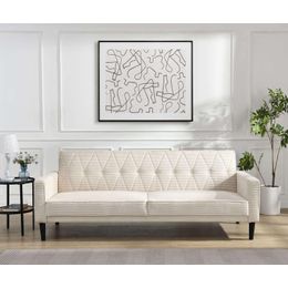 3-Sitzer DOREL HOME "Avon", beige (creme), B:213cm H:81cm T:86cm, 100% Polyester, Sofas, 3-Sitzer, Schlafsofa 213cm, Bettfunktion (110/190cm), trendiger Cord o. Webstoff