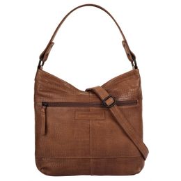 Umh&auml;ngetasche Betty Barclay, Damen, Gr. B/H/T: 30cm x 26cm x 5cm onesize, braun (cognac), Leder, Reptilienpr&auml;gung, Taschen Umh&auml;ngetasche, echt Leder