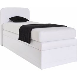 Boxspringbett, wei&szlig;, B:105cm L:212cm, Box und Kopfteil: Microvelours (100% Polyester) oder Kunstleder (Polyurethan);Bezug der Obermatratze: 100% Polyester, Westfalia Schlafkomfort, Komplettbetten, Boxspringbett, wahlweise mit Bettkasten