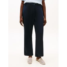 Chinohose Tommy Hilfiger Curve "CRV CO GMD SLIM STRAIGHT CHINO", Damen, Gr. 54, N-Gr, schwarz night navy, Web, Obermaterial: 65% Baumwolle, 33% Lyocell, 2% Elasthan, unifarben, regular fit lang, Hosen Chinohose, in gro&szlig;en Gr&ouml;&szlig;en