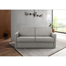 Schlafsofa Home Affaire "Goldpoint 162 cm, Dauerschl&auml;fer, Liegefl&auml;che 120/200cm", grau (hellgrau), B:162cm H:85cm T:100cm, Struktur weich: (100% Polyester);Luxus-Microfaser weich: (100% Polyester), Sofas, Schlafsofa, 2-Sitzer mit Bettfunktion, Bonell-Federkernmatratze