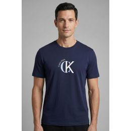 T-Shirt Calvin Klein Jeans, Herren, Gr. M, maritime blau, Web, Obermaterial: 100% Baumwolle, regular fit normal, Rundhals, eingesetzt abgesteppte Kante, Shirts T-Shirt, Regular fit mit Rundhalsausschnitt