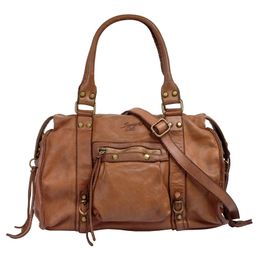 Shopper Samantha Look, Damen, Gr. B/H/T: 34cm x 27cm x 12cm onesize, braun (cognac), Leder, Taschen Shopper, echt Leder, Made in Italy