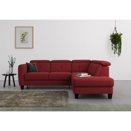 Sit & More Ecksofa SIT & MORE "Belluci L-Form", rot (bordeaux), B:249cm H:85cm T:195cm, Sofas, Ecksofa, inklusive Federkern, wahlweise mit Bettfunktion und Bettkasten