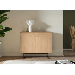 Sideboard Home Affaire "Lund, moderner Schrank, Kommode mit Kufengestell", beige (stone oak), B:115cm H:98cm T:40cm, FSC-zertifizierter Holzwerkstoff, Sideboards, Sideboard, ausreichend Stauraum, vielseitig einsetzbar, 115 cm breit