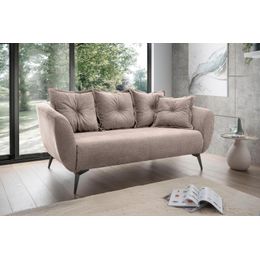 2,5-Sitzer Home Affaire "Baggio, Breite 196 cm zeitlos & elegant, bequem", beige, B:196cm H:94cm T:103cm, 100% Polyester, Sofas, 2 5-Sitzer, schwarze Metallf&uuml;&szlig;e