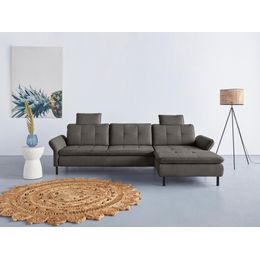 Ecksofa Home Affaire "Birkholm L-Form", grau, B:267cm H:83cm T:174cm, 98% Polyester 2% Polyamid, Sofas, Ecksofa, Armlehnverstellung, auch in Easy Clean Bezug - mit Wasser zu reinigen