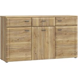 Sideboard FORTE "Akinori", braun (mauvella eiche), B:149,8cm H:85,6cm T:41,8cm, Holzwerkstoff, Sideboards, Sideboard, Sideboard, Holzoptik, MDF Front, Metallgriffe, Soft Close, Vollauszug