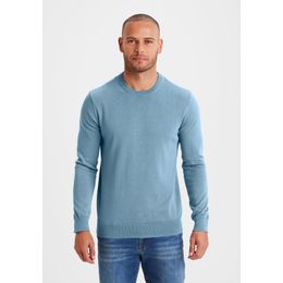 H.I.S. Strickpullover H.I.S, Herren, Gr. L (52/54), blau (blau, meliert), Feinstrick, Obermaterial: 60% Baumwolle, 40% Polyester, meliert, regular fit normal, Rundhals, Strickb&uuml;ndchen, Pullover Strickpullover, Regular Fit, Langarm, Pullover aus Feinstrick, Baumwollmischung, Topseller