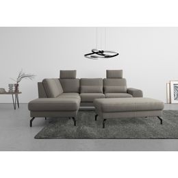 Sit & More Ecksofa SIT & MORE "Cinturo L-Form", braun (schlamm), B:260cm H:91cm T:226cm, Sofas, Ecksofa, inklusive Sitztiefenverstellung und Federkern, Sitzh&ouml;he 48 cm