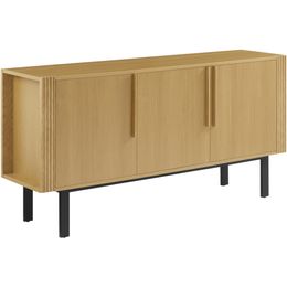 Sideboard OTTO HOME "Stiven", naturfarben, B:160cm H:80cm T:40cm, Eisen, FSC-zertifizierter Holzwerkstoff, Sideboards, Sideboard, Eukalyptus und Esche, kombiniert mit Melamin, MDF und ABS-Kunststoff