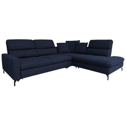 Ecksofa Alina "Louis", blau (dunkelblau tcm 96), B:260cm H:127cm T:228cm, Struktur fein TCM (100% Polyester), Sofas, Ecksofa, Breite 260 cm, R&uuml;ckenlehnenverstellung, wahlweise mit Bettfunktion