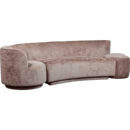 Loungesofa Woood "Combi-Popular: Bank + Sessel + Pouf", braun (maulwurf), B:345cm H:72cm T:97cm, Sofas, Loungesofa, Mit grobem Chenille gef&uuml;ttert, Breite 345 cm