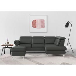 Sit & More Ecksofa SIT & MORE "Arngast L-Form", grau (anthrazit), B:245cm H:84cm T:194cm, Sofas, Ecksofa, inklusive Kopfteilverstellung und Federkern