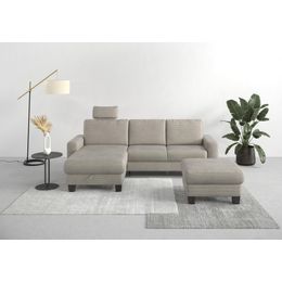 Ecksofa Home Affaire "Summer L-Form", grau (steel), B:249cm H:91cm T:164cm, 95% Polyester, 5% Polyamid, Sofas, Ecksofa, mit Recamiere, mit oder ohne Bettfunktion und Bettkasten, Cord-Bezug