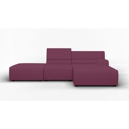 Ecksofa Egoitaliano "Babouche, Designsofa mit au&szlig;ergew&ouml;hnlichem Sitzkomfort zum Wohlf&uuml;hlen", lila (violett), B:287cm H:80cm T:98cm, Leder NUVOLE (Echtes Rindsleder). Halbnat&uuml;rliches, halbnarbiges Rindsleder mit einer nat&uuml;rlichen K&ouml;rnung von 1, 2 bis 1, 4 mm. Dieses Leder hat eine weiche, wachsartige Haptik mit mattem Aussehen und einem Wolkeneffekt. Es handelt sich um ein Naturleder, das die urspr