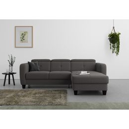 Sit & More Ecksofa SIT & MORE "Belluci L-Form", grau (fango), B:247cm H:85cm T:170cm, Sofas, Ecksofa, inklusive Federkern, wahlweise mit Bettfunktion und Bettkasten