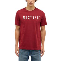 Kurzarmshirt Mustang "Herren Style Austin", Herren, Gr. S, rot (dunkelrot), Jersey, 100% Baumwolle, Rundhals, Shirts Kurzarmshirt