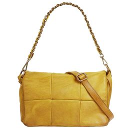 Umh&auml;ngetasche Samantha Look, Damen, Gr. B/H/T: 28cm x 21cm x 8cm onesize, gelb, Leder, unifarben, Taschen Umh&auml;ngetasche, echt Leder, Made in Italy