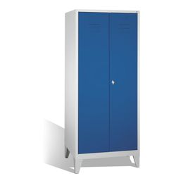 C+P Doppelspind Classic auf F&uuml;&szlig;en, 2 Abteile, H1850xB810xT500mm Front Enzianblau Korpus Lichtgrau ; C + P M&ouml;belsysteme (8012-22|S10020)