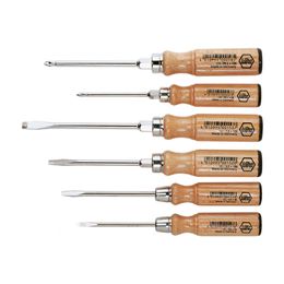 wiha Holz-Schraubendreher Set Schlitz, Phillips 6-tlg. (07149)