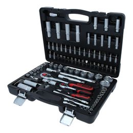 KS Tools | Steckschl&uuml;ssel-Satz 1/4 + 1/2 | 94-teilig mit Umschaltknarren Verl&auml;ngerungen Gelenken Bits N&uuml;ssen und Adaptern in stabiler Metallbox|4042146032261 (911.0694)