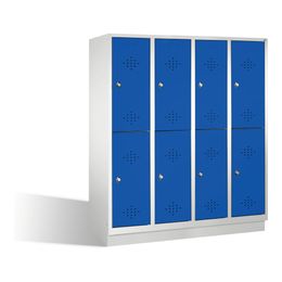 C+P Doppelstockspind Classic auf Sockel, 8 F&auml;cher, H1800xB1590xT500mm Front Enzianblau Korpus Lichtgrau ; C + P M&ouml;belsysteme (8320-42|S10016)