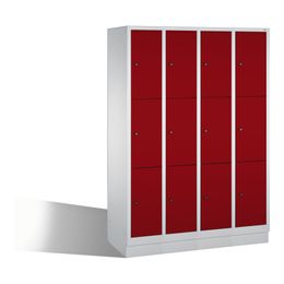 C+P F&auml;cherschrank Classic auf Sockel, 12 F&auml;cher, H1800xB1190xT500mm Front Rubinrot Korpus Lichtgrau ; C + P M&ouml;belsysteme (8020-403|S10001)
