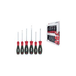 wiha Schraubendreher Set SoftFinish&reg; Schlitz, Pozidriv 6-tlg. mit durchgehender Sechskantklinge und massiver Stahlkappe (21251)