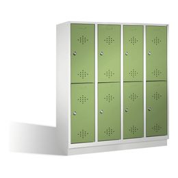 C+P Doppelstockspind Classic auf Sockel, 8 F&auml;cher, H1800xB1590xT500mm Front Resedagr&uuml;n Korpus Lichtgrau ; C + P M&ouml;belsysteme (8320-42|S10096)