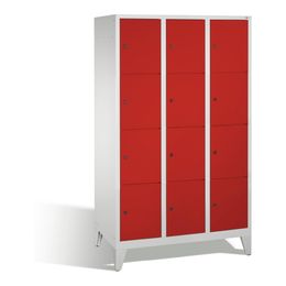 C+P F&auml;cherschrank Classic auf F&uuml;&szlig;en, 12 F&auml;cher, H1850xB1200xT500mm Front Rubinrot Korpus Lichtgrau ; C + P M&ouml;belsysteme (8010-324|S10007)
