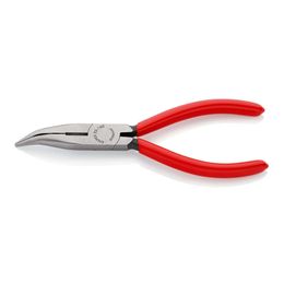 Knipex 25 21 160 Flachrundzange mit Schneide (Radiozange) mit Kunststoff &uuml;berzogen schwarz atramentiert 160 mm)
