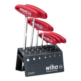 wiha Stiftschl&uuml;ssel mit Quergriff Set Sechskant 7-teilig I inkl. Werkbankst&auml;nder I glanzvernickelt I Stiftschl&uuml;sselsatz mit T-Griff (00953))