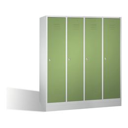 C+P Umkleidespind Classic auf Sockel, 4 Abteile, H1800xB1590xT500mm Front Resedagr&uuml;n Korpus Lichtgrau ; C + P M&ouml;belsysteme (8020-42|S10064)
