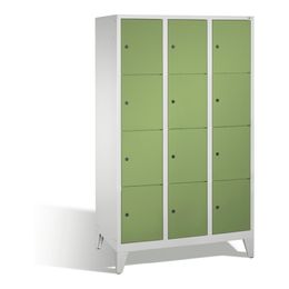 C+P F&auml;cherschrank Classic auf F&uuml;&szlig;en, 12 F&auml;cher, H1850xB1200xT500mm Front Resedagr&uuml;n Korpus Lichtgrau ; C + P M&ouml;belsysteme (8010-324|S10055)