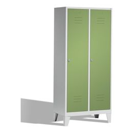 C+P Umkleidespind Classic auf F&uuml;&szlig;en, 2 Abteile, H1850xB810xT500mm Front Resedagr&uuml;n Korpus Lichtgrau ; C + P M&ouml;belsysteme (8010-22|S10012)