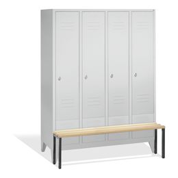 C+P Umkleidespind Classic mit Sitzbank, 4 Abteile, H1850xB1590xT500/815mm Front Lichtgrau Korpus Lichtgrau ; C + P M&ouml;belsysteme (8030-42|S10008)